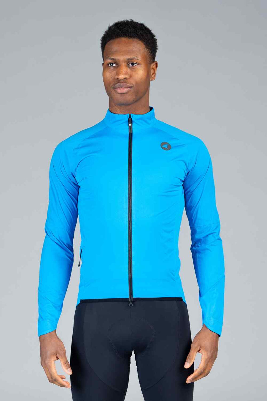 Men's Blue Packable Waterproof Cycling Rain Jacket | Pactimo