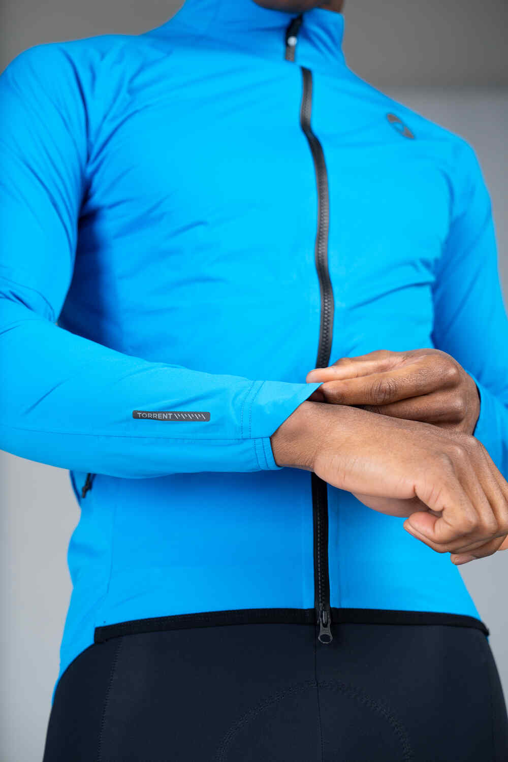 Men's Blue Packable Waterproof Cycling Rain Jacket | Pactimo