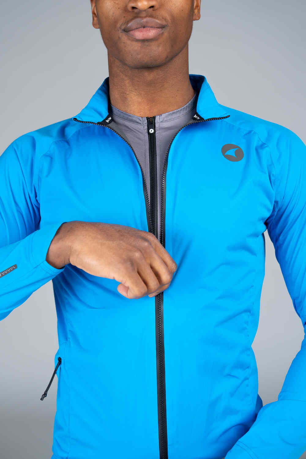 Men's Blue Packable Waterproof Cycling Rain Jacket | Pactimo