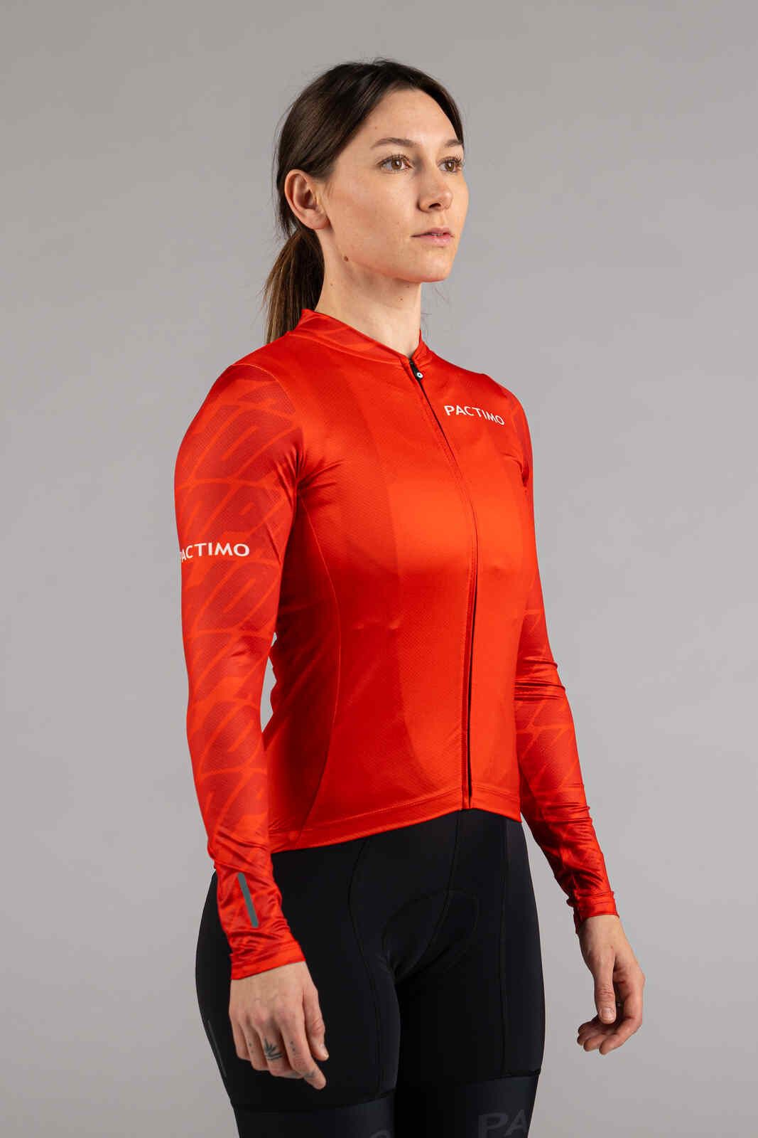 Women's Red Long Sleeve Cycling Jersey | Ascent | Pactimo